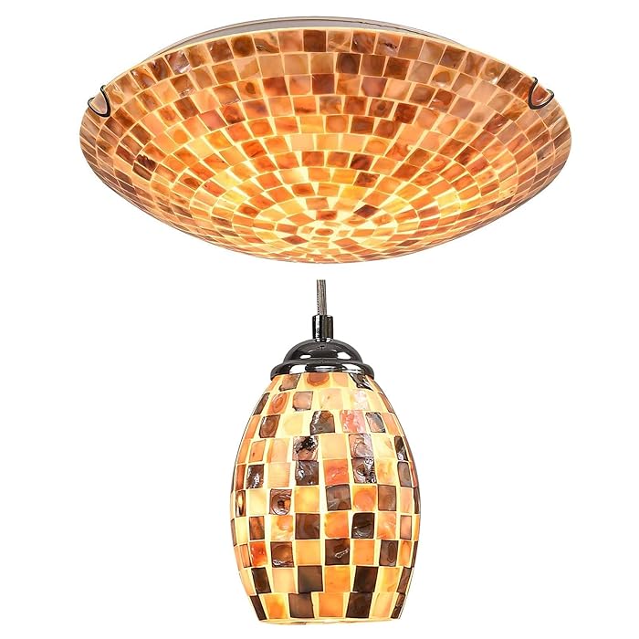 Buy Artzone Tiffany Flush Mount Light for Bedroom Hallway + Mosaic ...