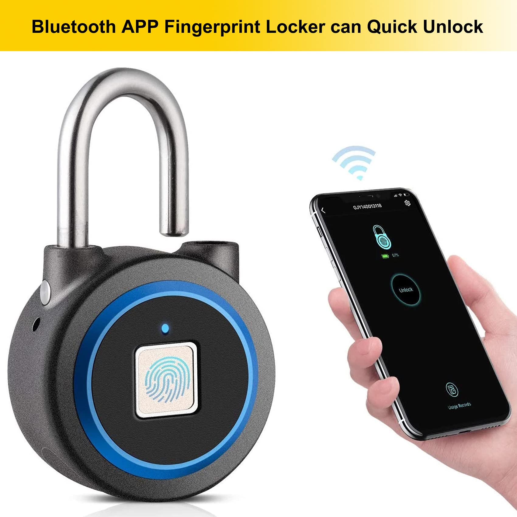 Snapklik.com : AUTENS Fingerprint Padlock, Rechargeable USB Keyless ...