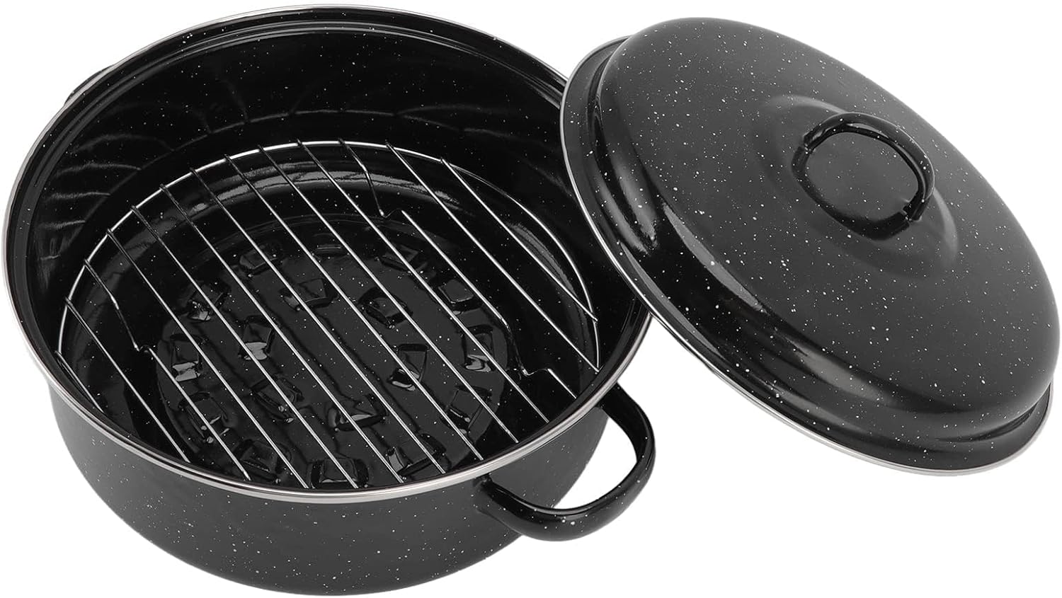 Roasting Pan with Lid, Oval Black Covered Oval Roaster Pan with Lid ...