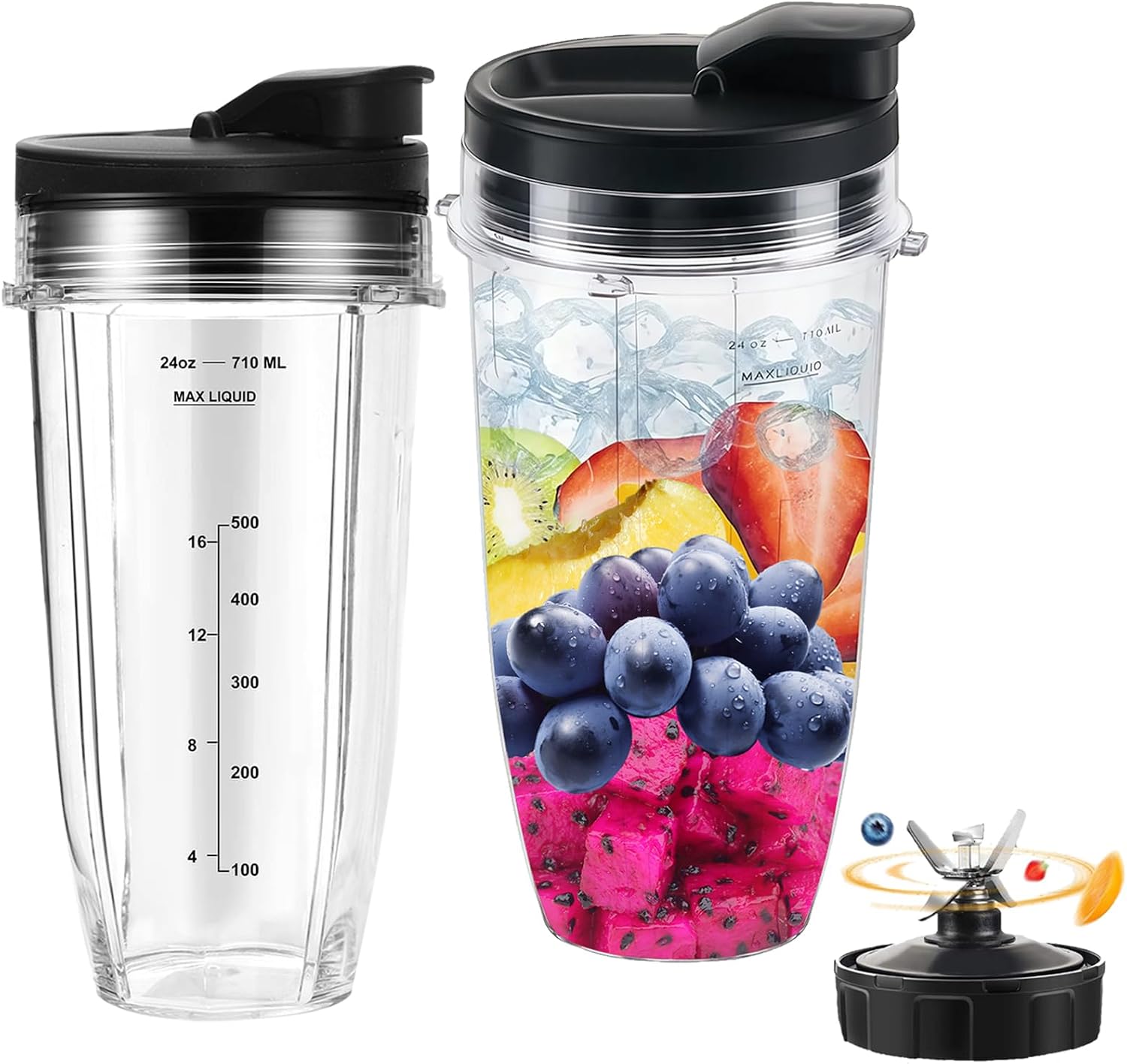 2-Pack for Ninja Blender Cups, 24oz Blender Replacement Parts, 700ml ...