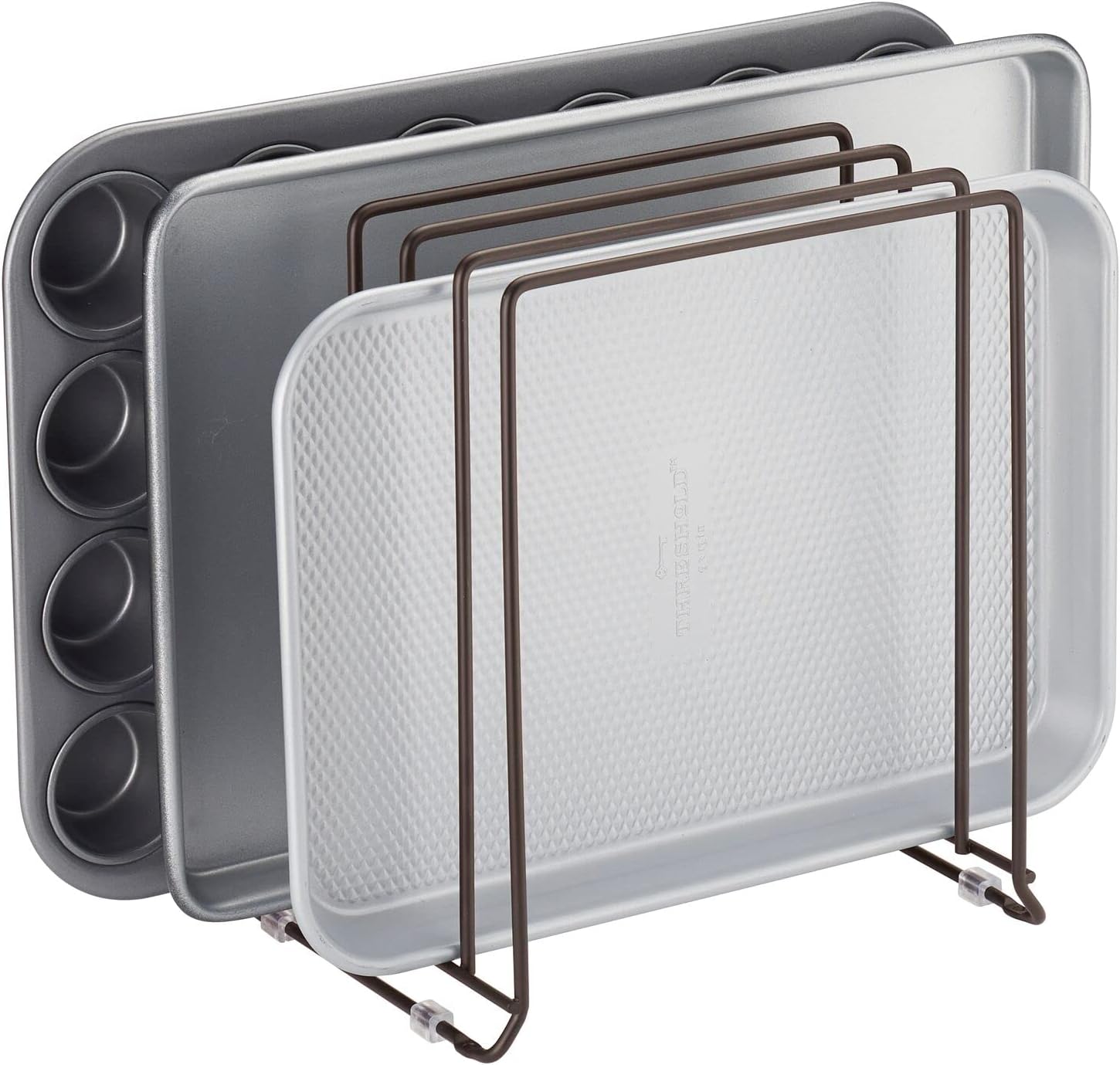 mDesign Pot Lid and Pan Rack — Metal Wire Rack for Cabinets, Pantries ...
