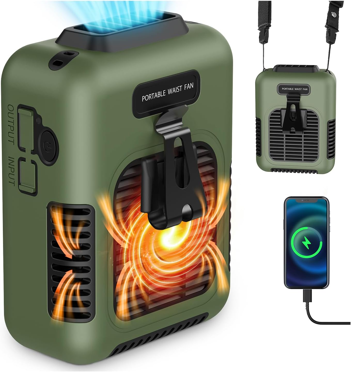 Amazon.com: 40Hours Cooling-Waist Fan Rechargeable,Urltra-Light ...