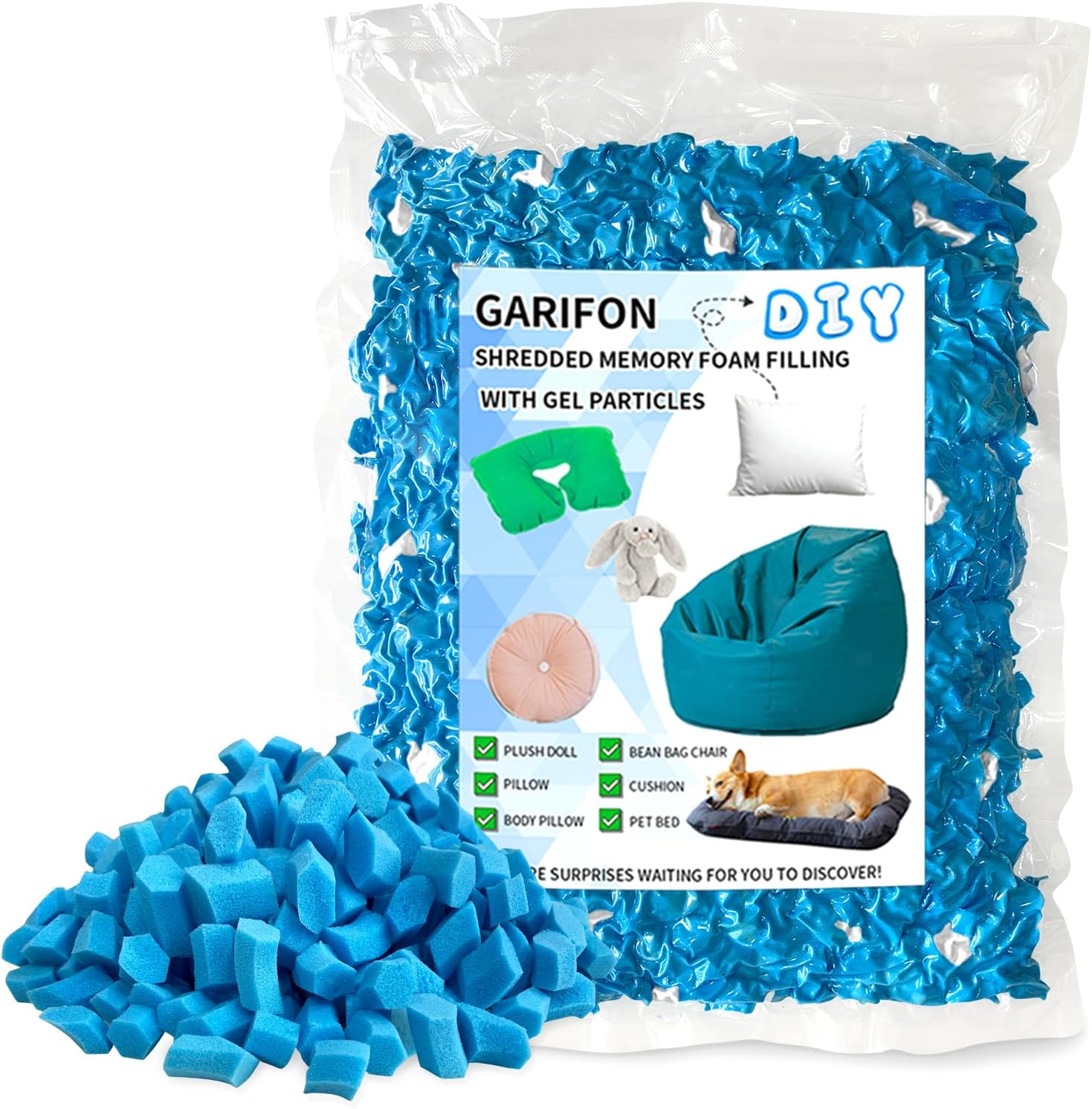 2.49LBS Bean Bag Filler, Shredded Memory Foam Stuffing, Stuffing for ...