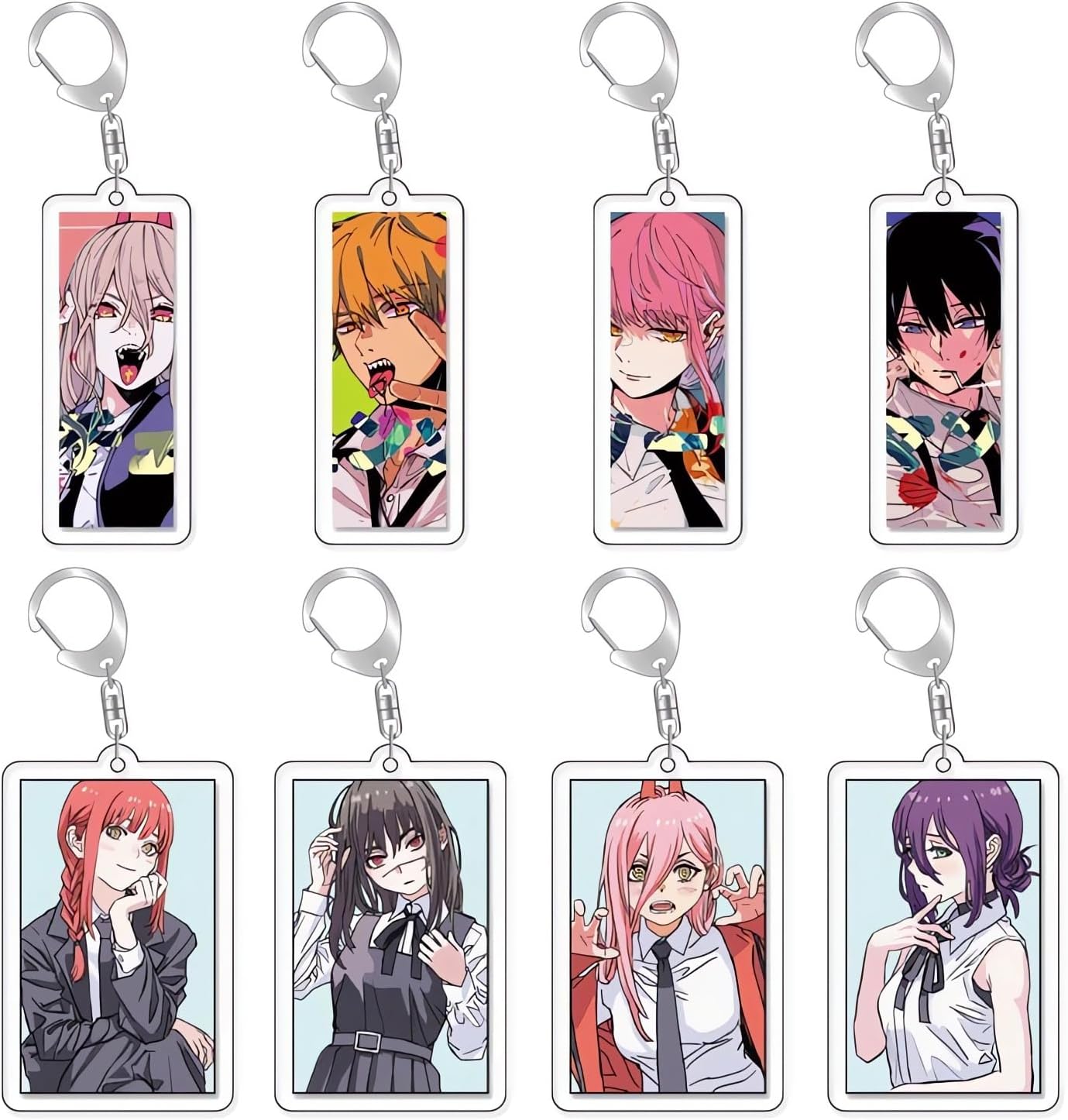 SRDEHDYE Chainsaw Man 8 Pcs Keychains Bomb Denji Makima Power Yoru ...