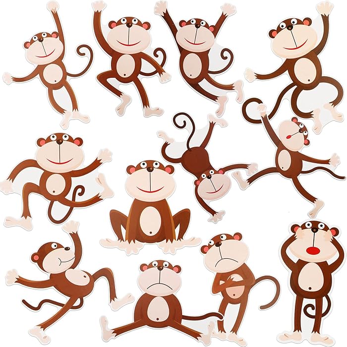 Buy 48 Pieces Monkeys Cut-Outs Jungle Animals Cutouts Classic Monkey ...