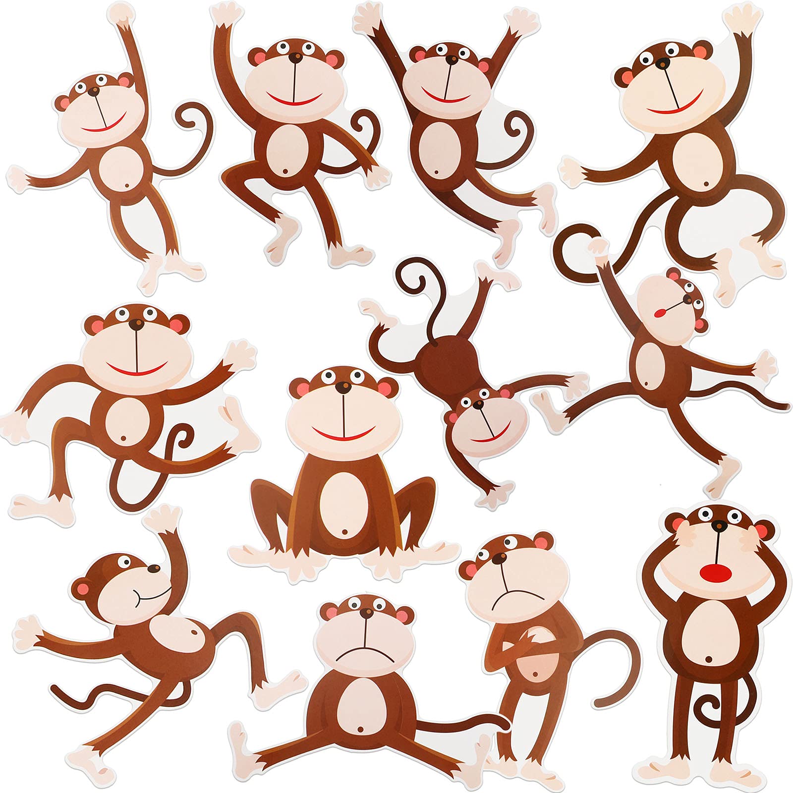 Buy 48 Pieces Monkeys Cut-Outs Jungle Animals Cutouts Classic Monkey ...