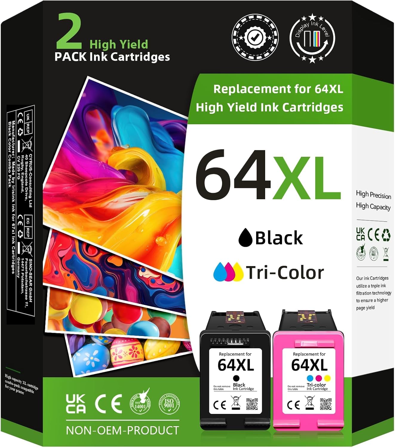 Valnalo 64XL Ink Cartridge Black and Color Combo Pack for HP Ink 64 ...