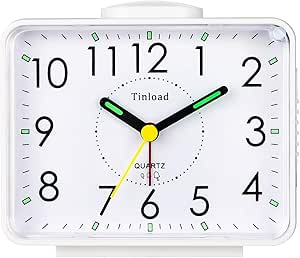 Tinload 4" Silent Analog Alarm Clock Non Ticking,Snooze,Nightlight ...