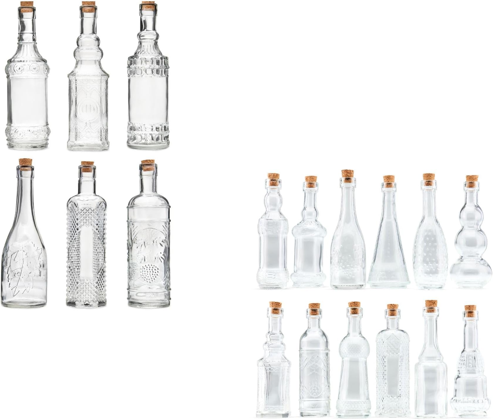 Amazon.com: BULK PARADISE Decorative 6 Pack Clear Glass Bottles and ...