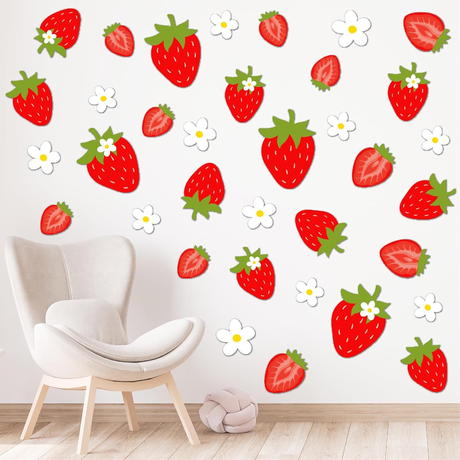 Amazon.com: Whaline 8 Sheet Strawberry Wall Decals Sweet Berry Daisy ...