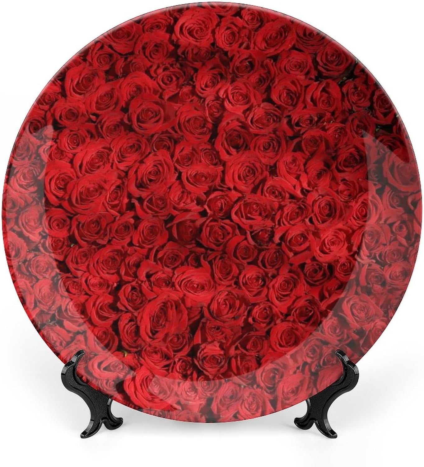 Amazon.com: Red Roses Flowers Decorative Plate, Ceramic Wall Decor ...