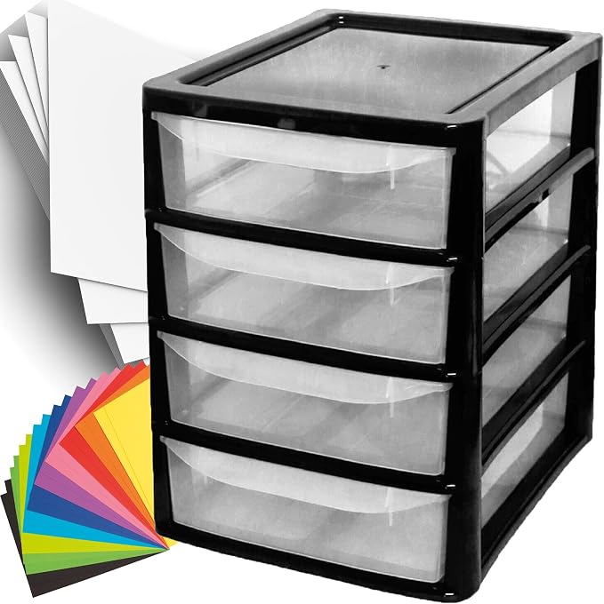 A4 Desktop Plastic Storage Drawers Table Top Organiser 4 Pull Out ...