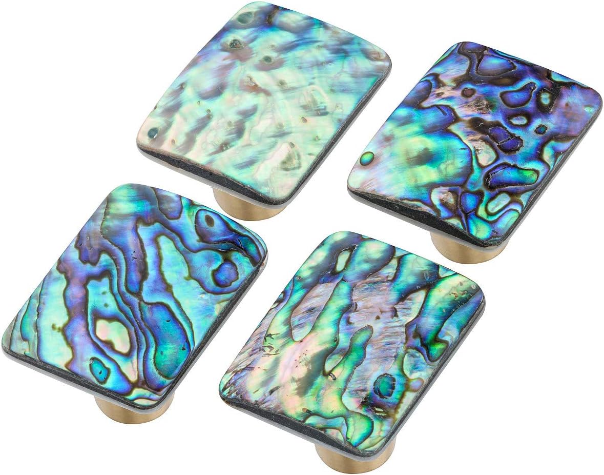 mookaitedecor Set of 4 Abalone Shell Cabinet Knobs with Screws ...