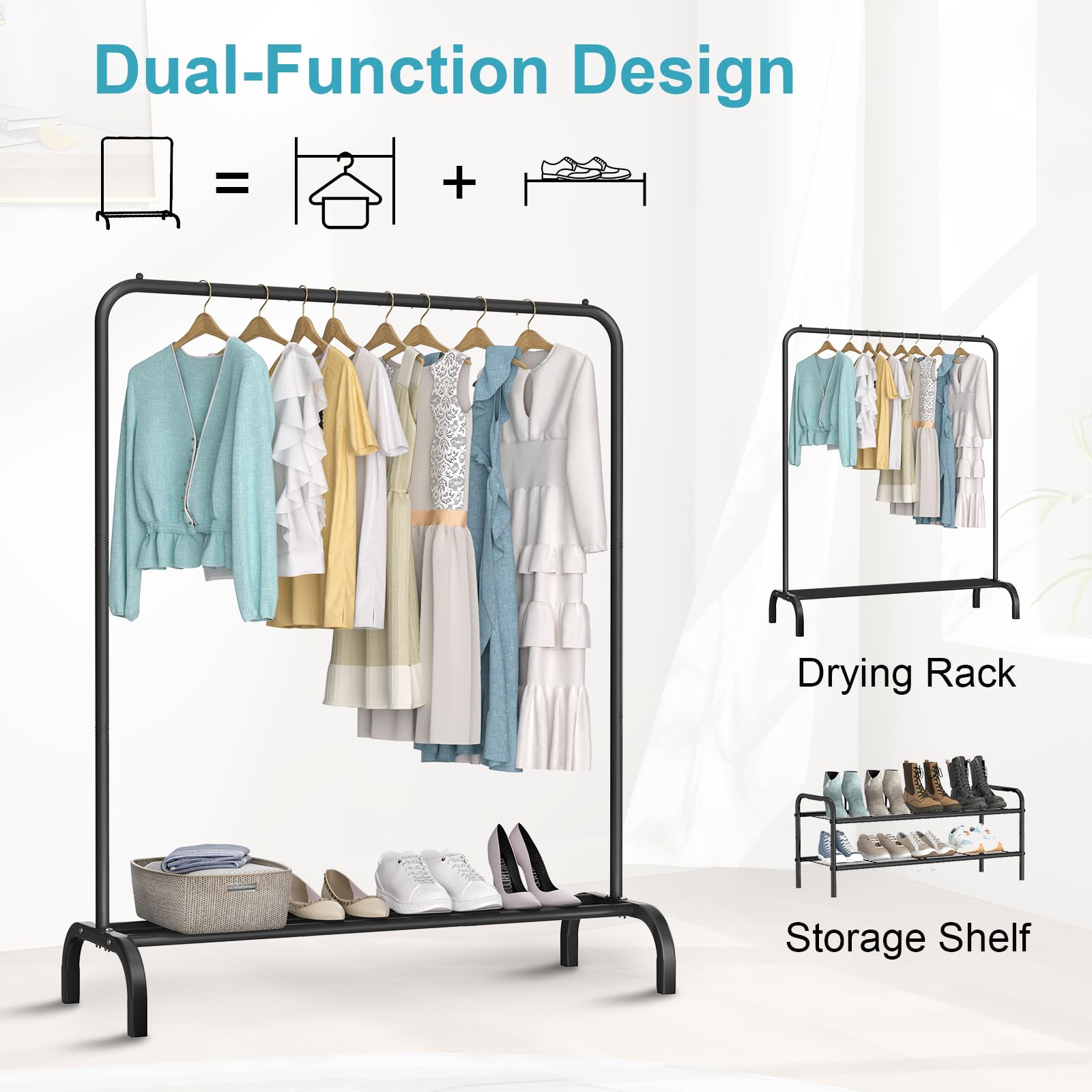 Black Clothing Racks for Hanging Clothes, Garment Rack for Clothes to ...