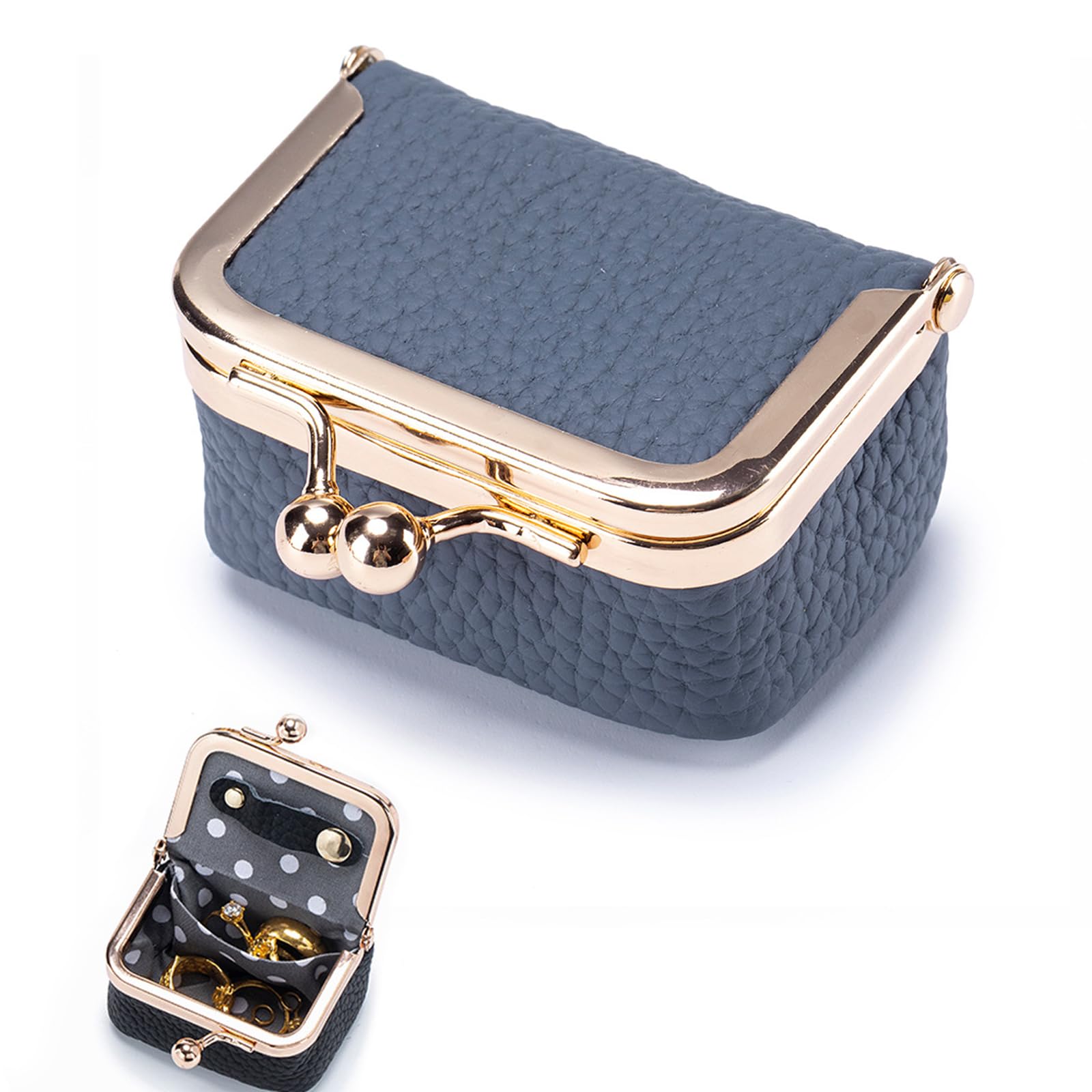 Amazon.com: KRRFDP Genuine Leather Mini Jewelry Box, Mini Travel ...