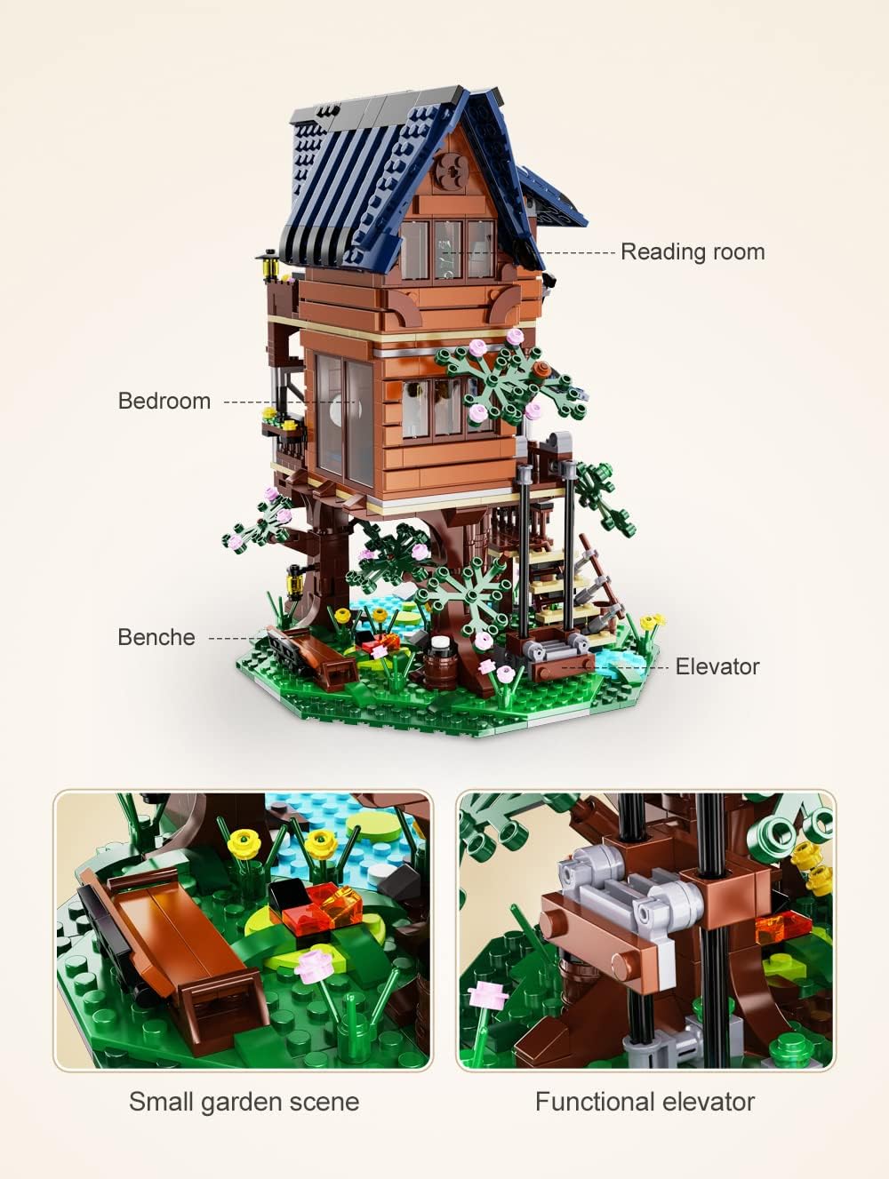 CaDA C66004W Four Seasons Tree House Building Blocks with LED Light ...