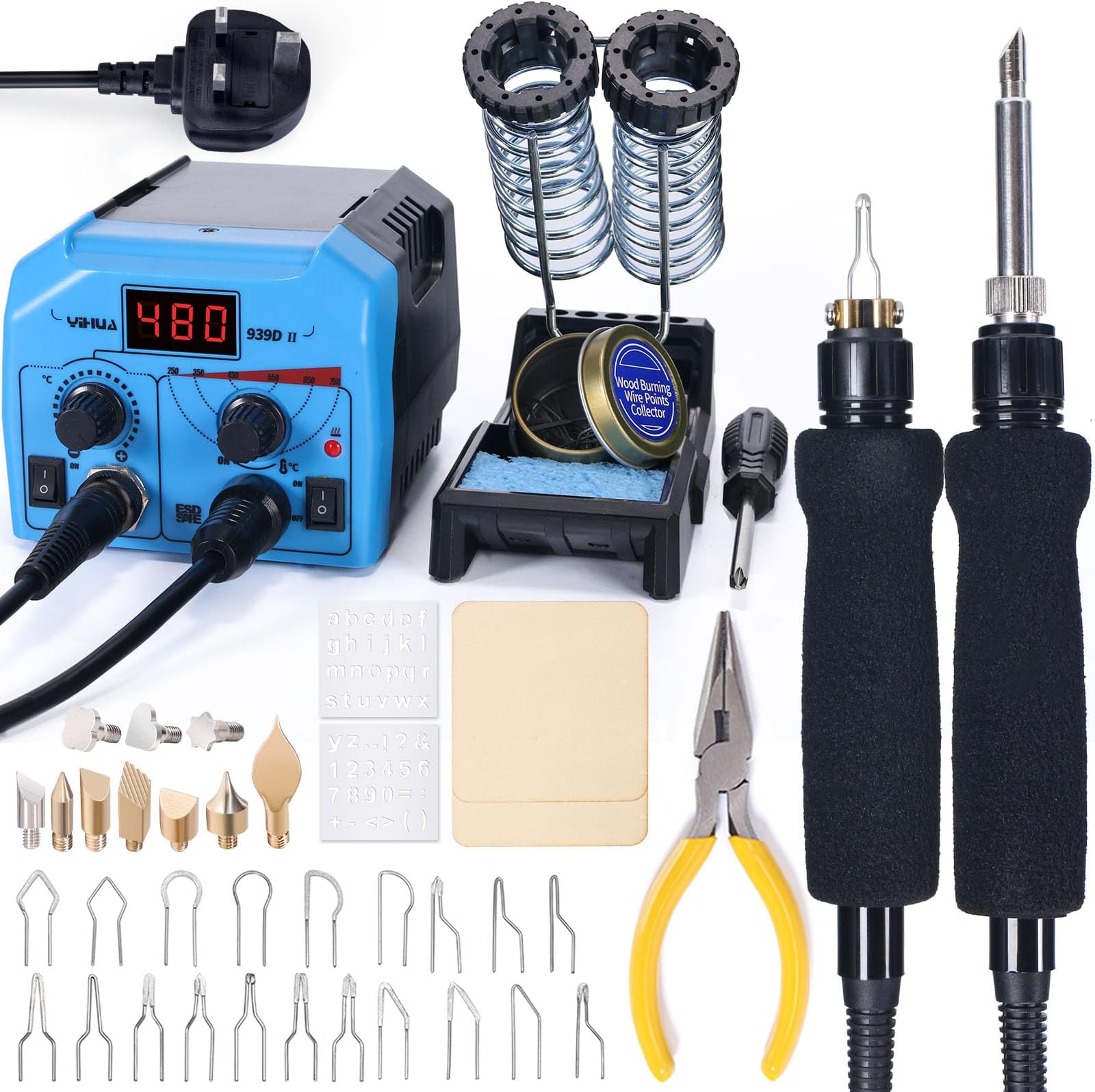 YIHUA 939D-II Pyrography Wood Burning Kit Station with 2 Pyrography ...