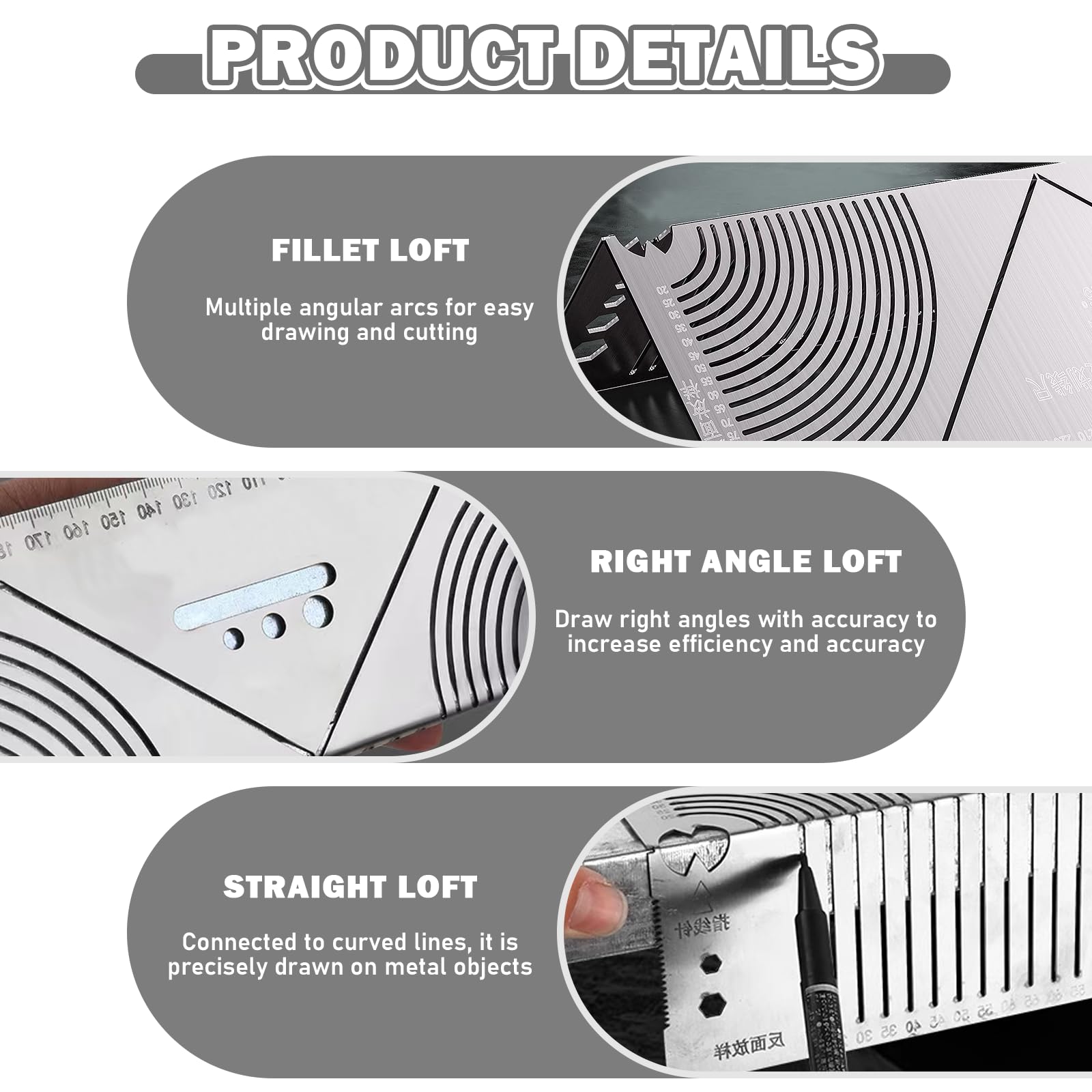Snapklik.com : 3 Pack Metal Marking Tool, Regla Giratoria Para Perfiles ...