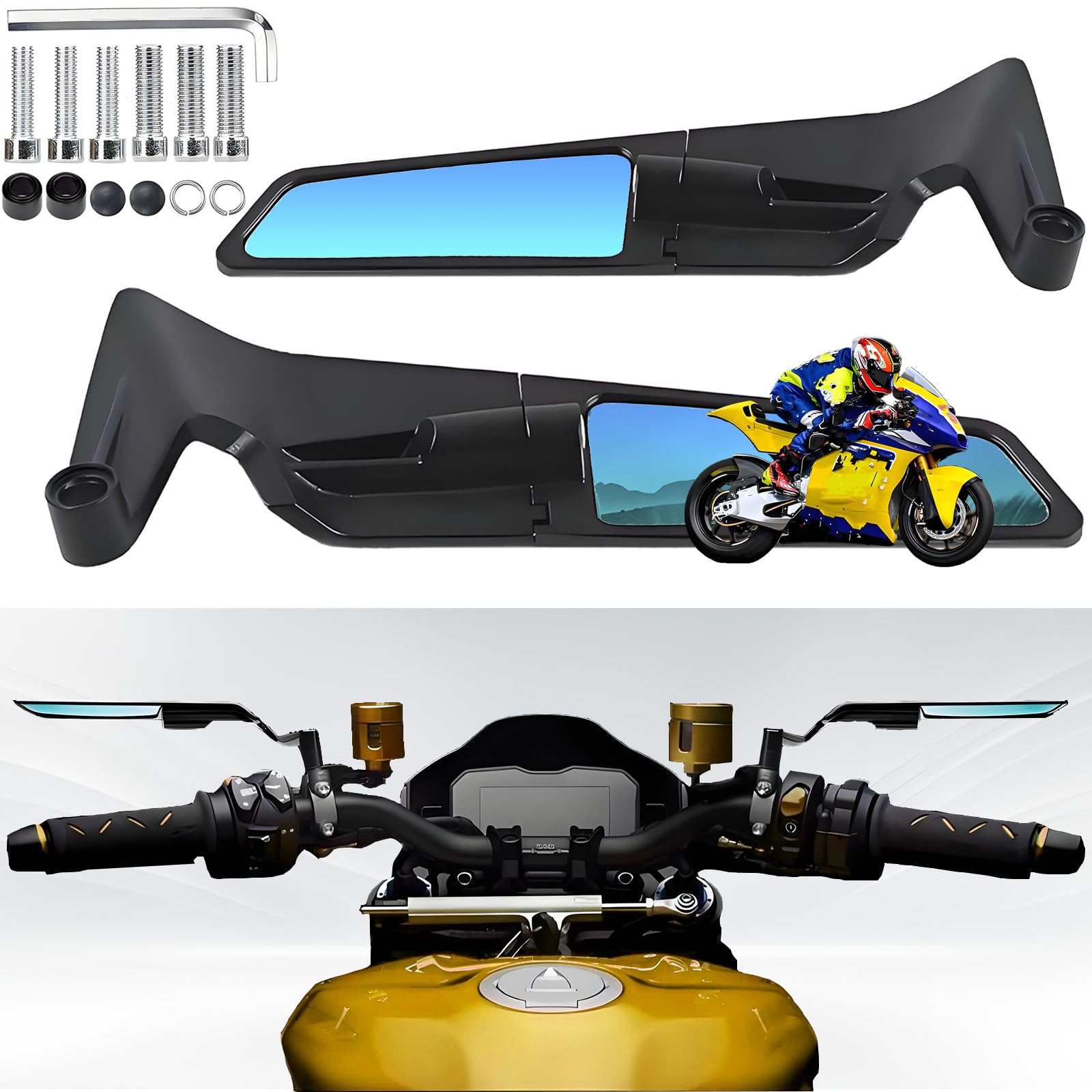 Amazon.com: Motorcycle Mirrors, Anti-glare Rear View Mirror, Adjustable ...