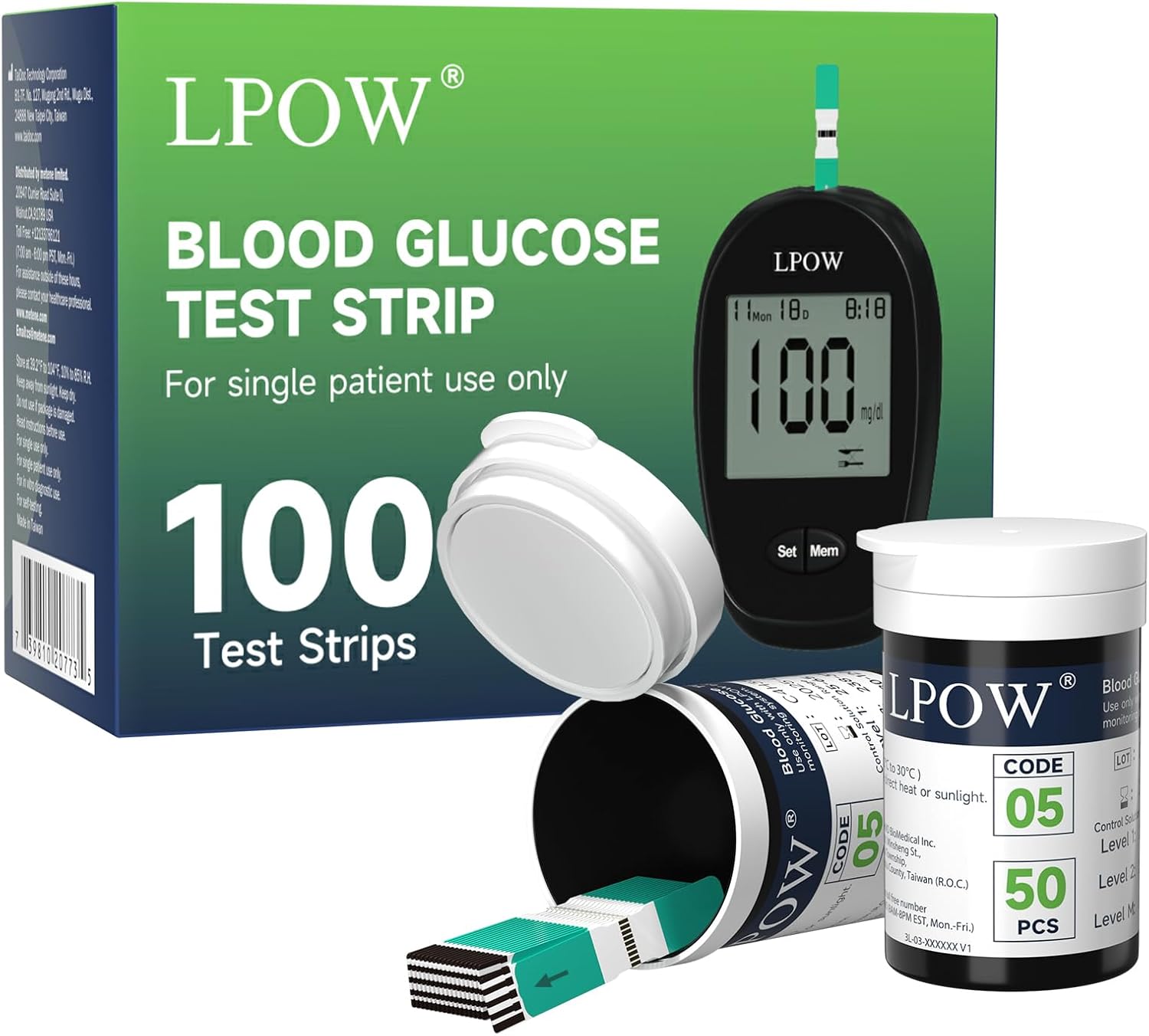 Amazon.com: LPOW Blood Sugar Test Strips, 100 Count Test Strips for ...