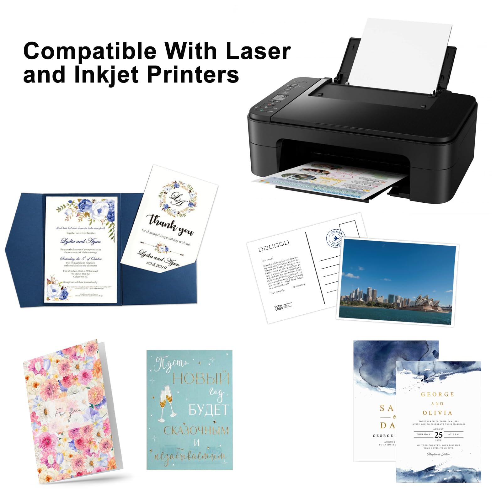 Snapklik.com : 100 Sheets Cardstock 4”x 6”,Blank Card Stock 92lb/250gsm ...