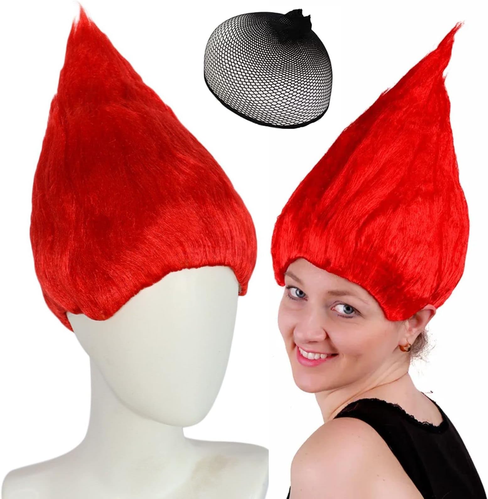Amazon.com: JoneTing Red Troll Wig【+Wig Cap】 for Halloween Party Bright ...