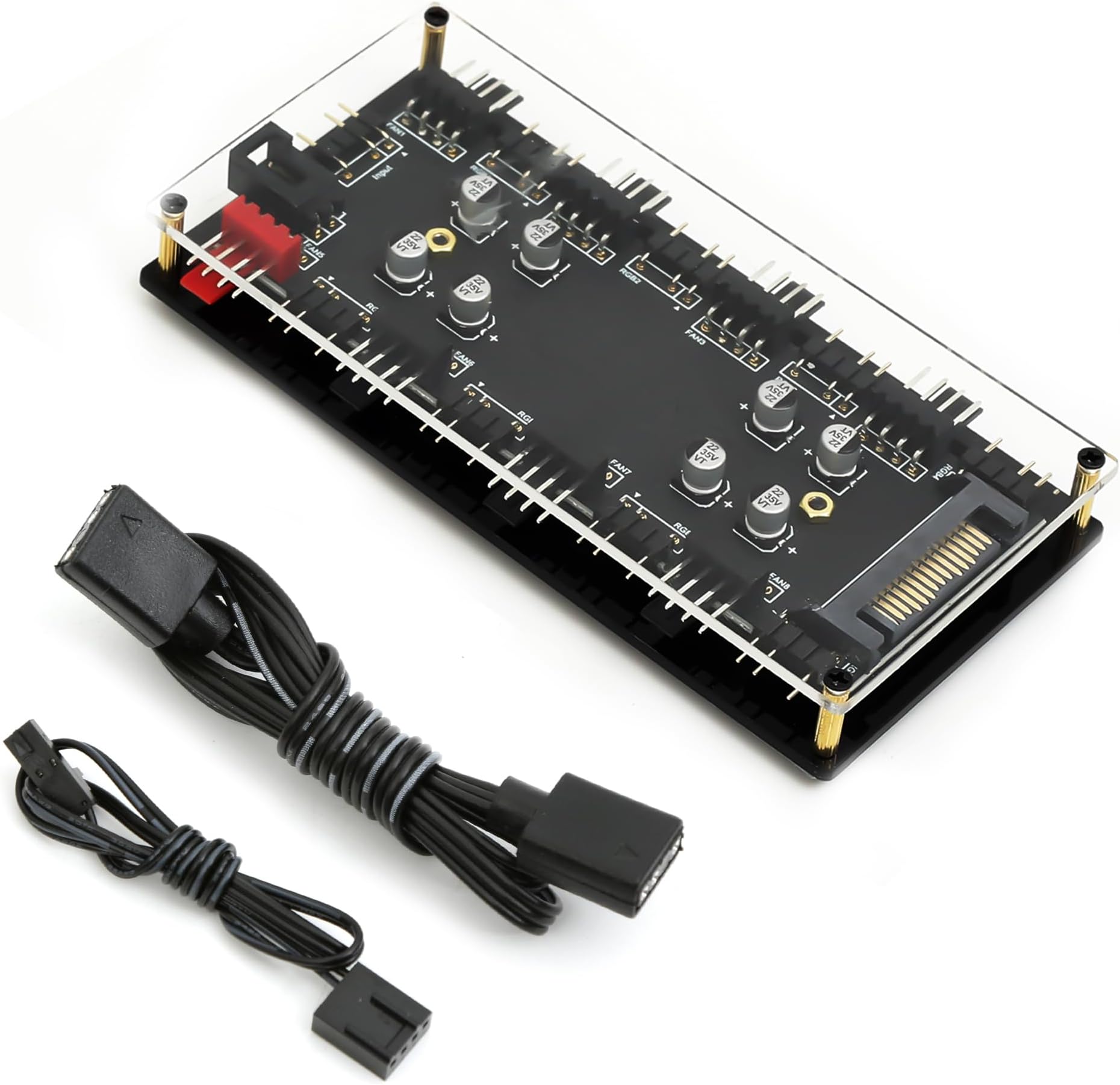 Amazon.com: HATMINI ARGB and PWM Hub，8 Way 5V 3 Pin ARGB HUB and 8 Way 4 PIN Cooling Fan PWM Hub ...