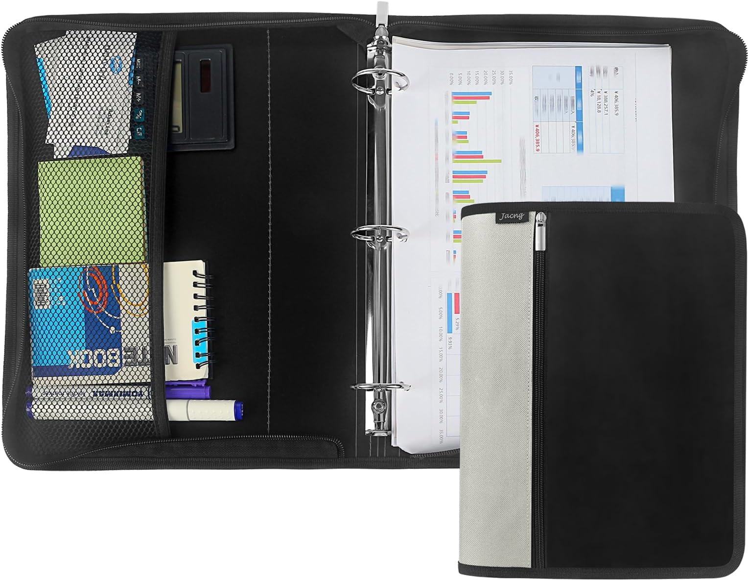 Amazon.com : Five Star® Zipper 3-Ring Binder, 1 1/2" Round Rings, Black ...