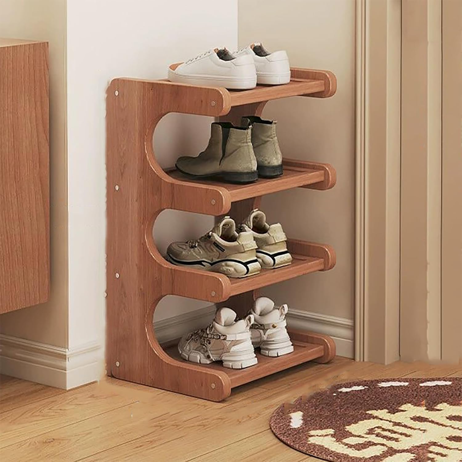Amazon.com: Tall Narrow Shoe Rack for Entryway,Vertical Bamboo Shoe ...