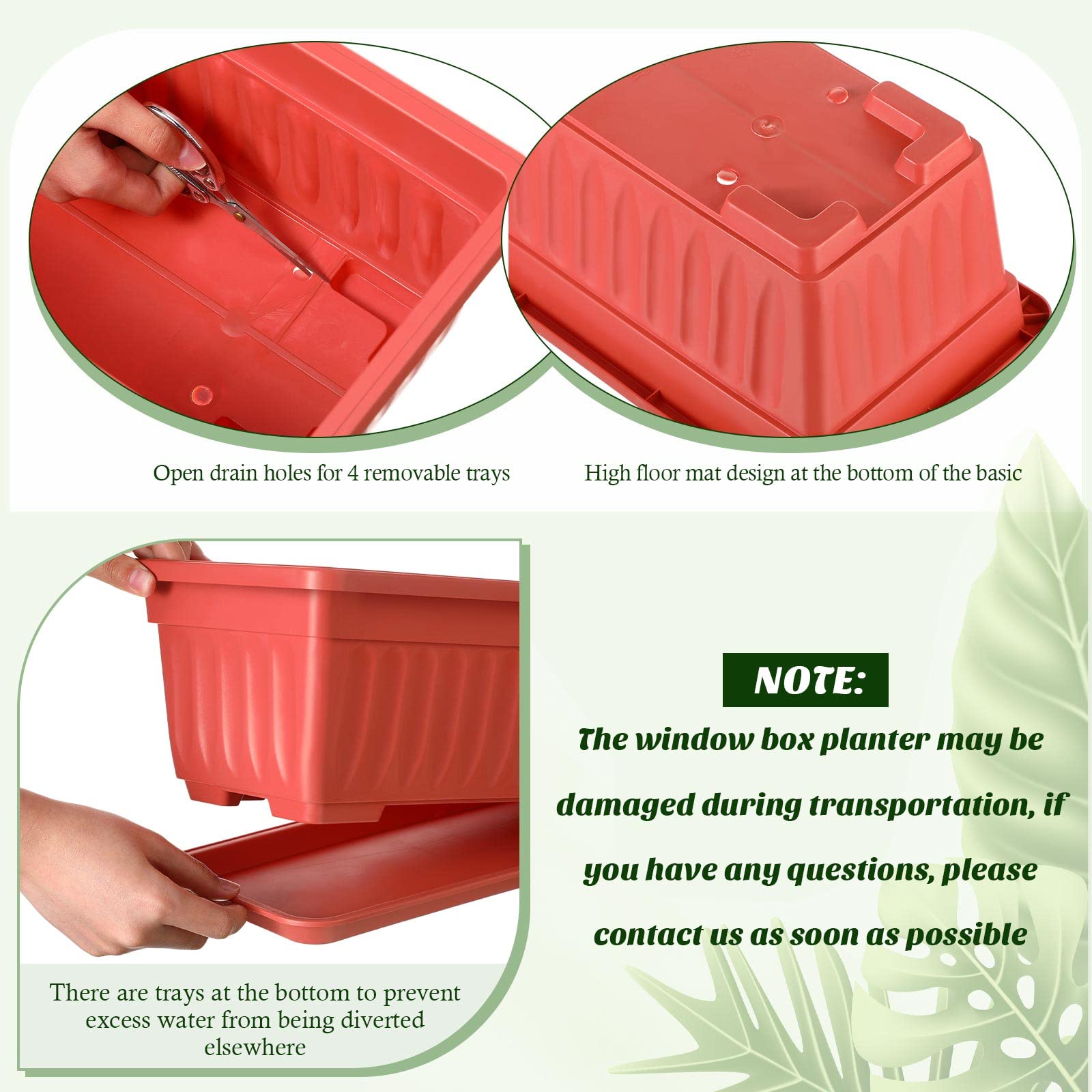 18 Pcs Window Box Planter 17 Inch Plastic Vegetable Flower Planters ...