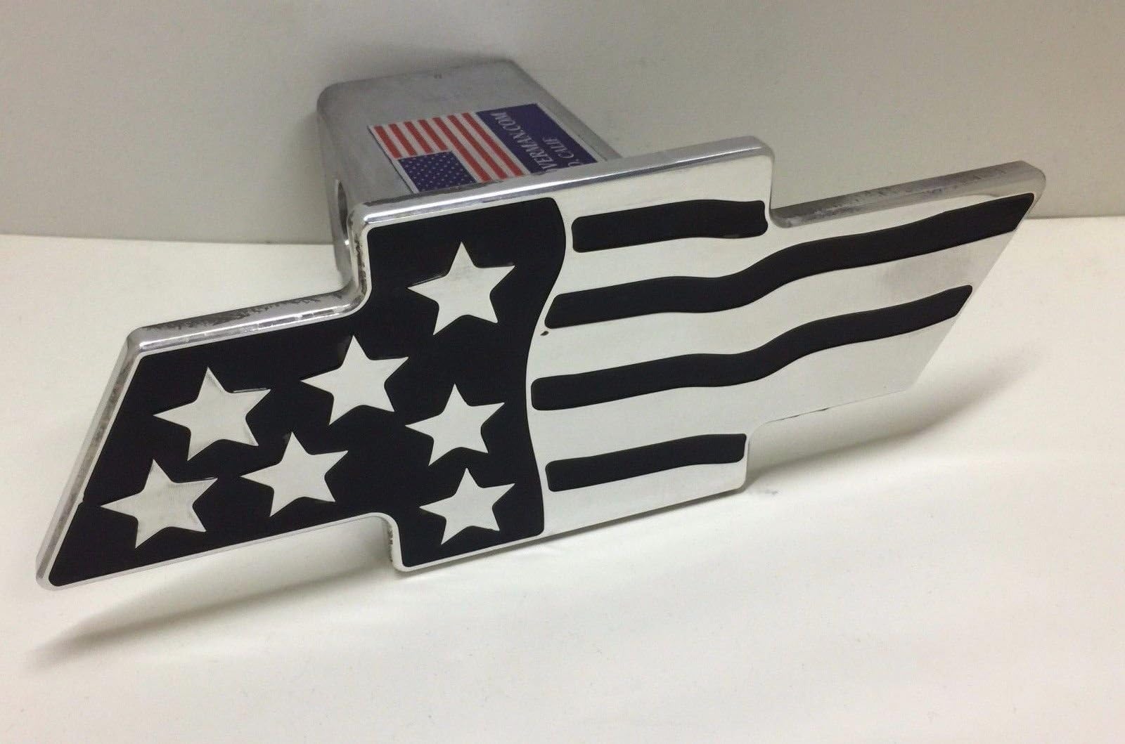 Amazon.com: Black Chevy Flag Hitch Cover, Chevy Bow Tie Flag Hitchcover ...
