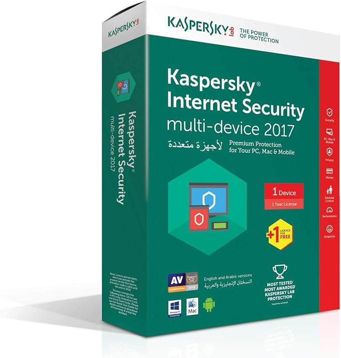 Kaspersky Internet Security Multi-device 2017 1 Plus 1 User : Amazon.ae ...
