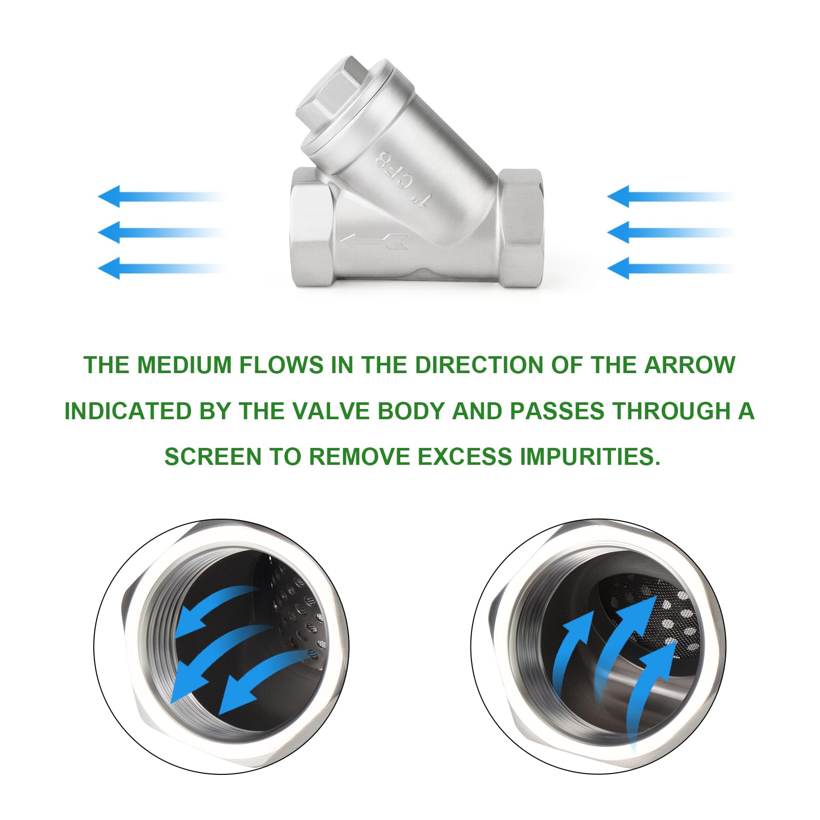 Snapklik.com : 1PCS 304 Stainless Steel 3/4" NPT Female WYE Y Strainer ...