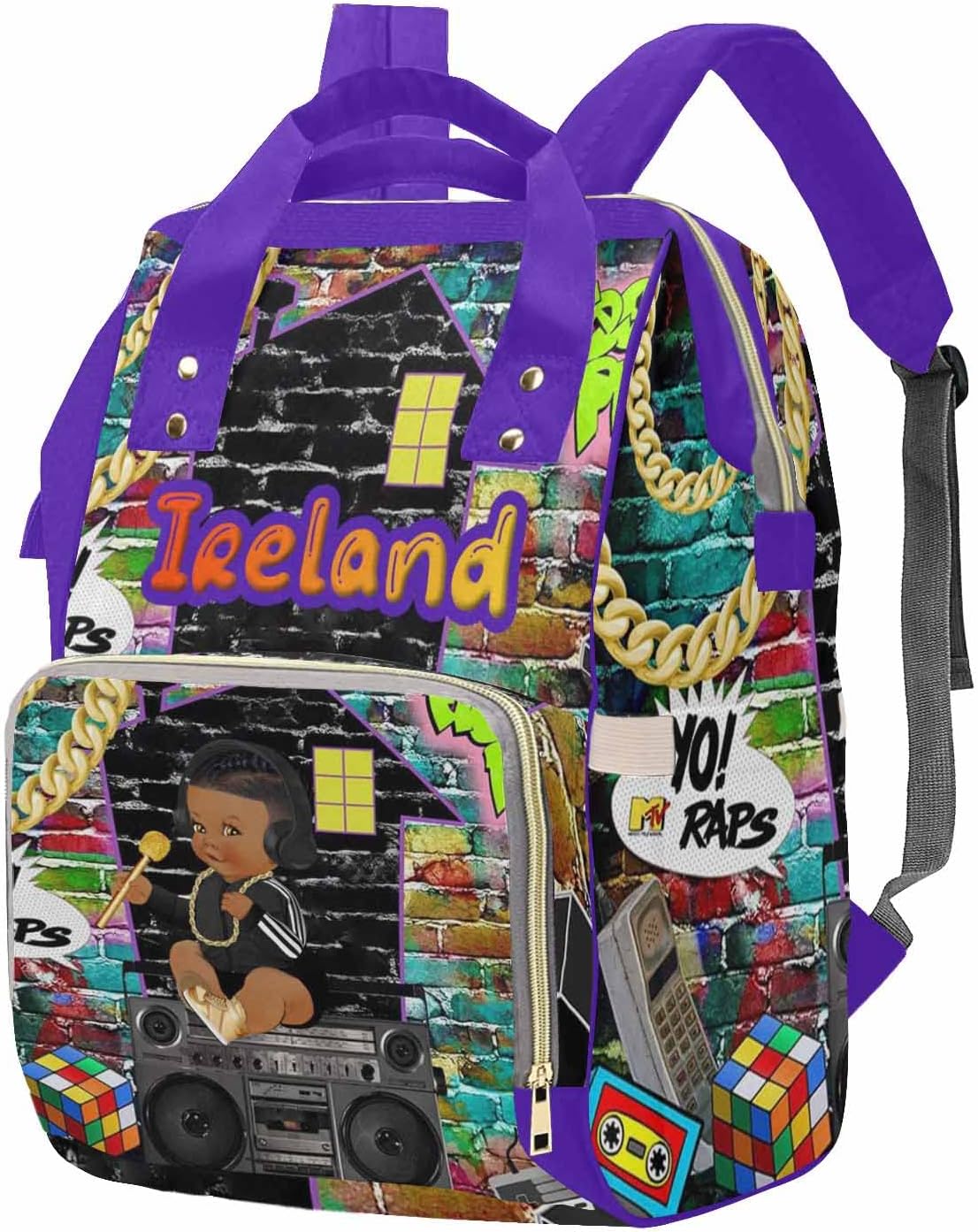 Amazon.com: M YESCUSTOM Personalized Rock Baby Diaper Bag with Name for ...