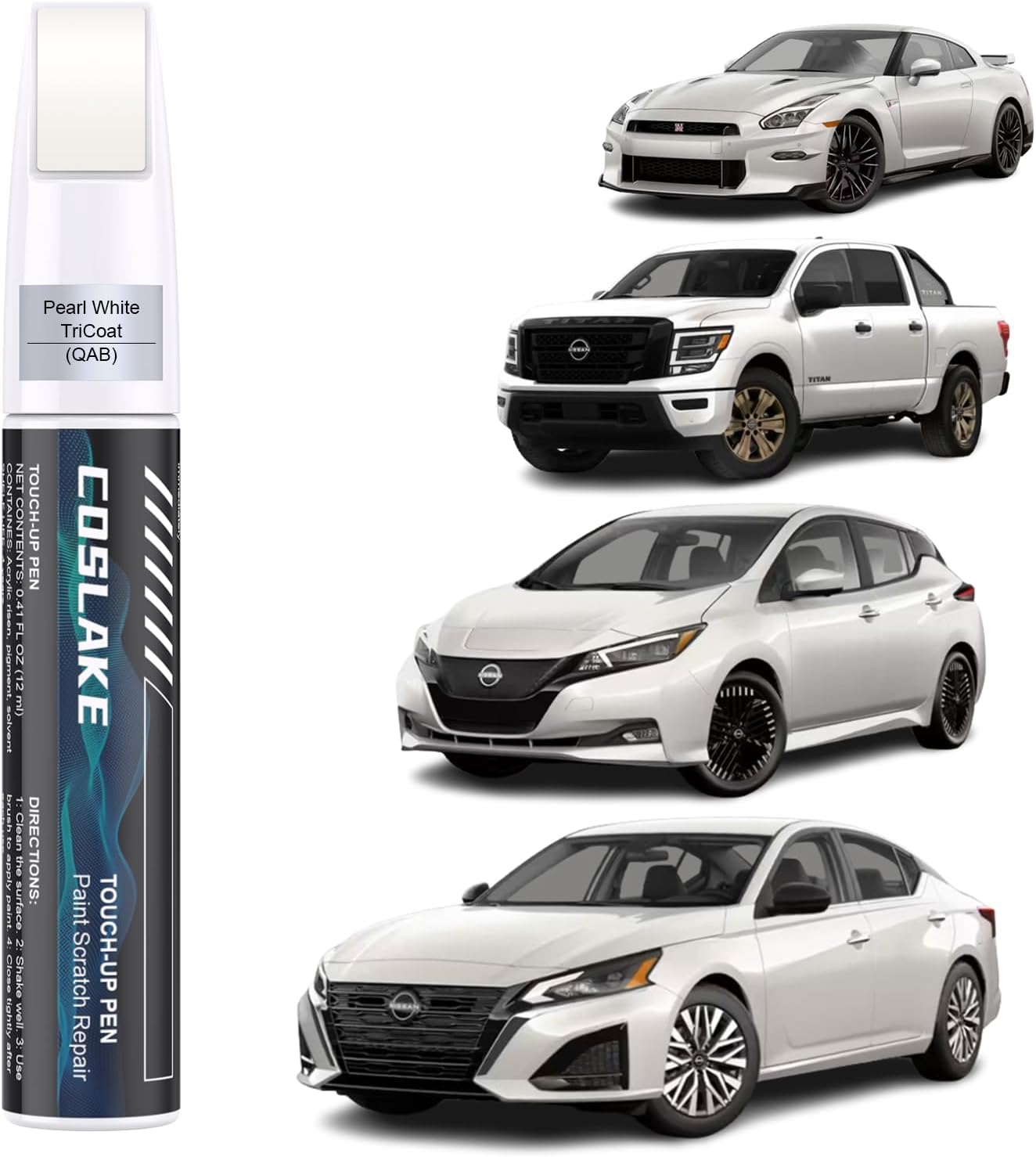 Amazon.com: COSLAKE Car Touch Up Paint(Pearl White TriCoat(QAB)) for ...