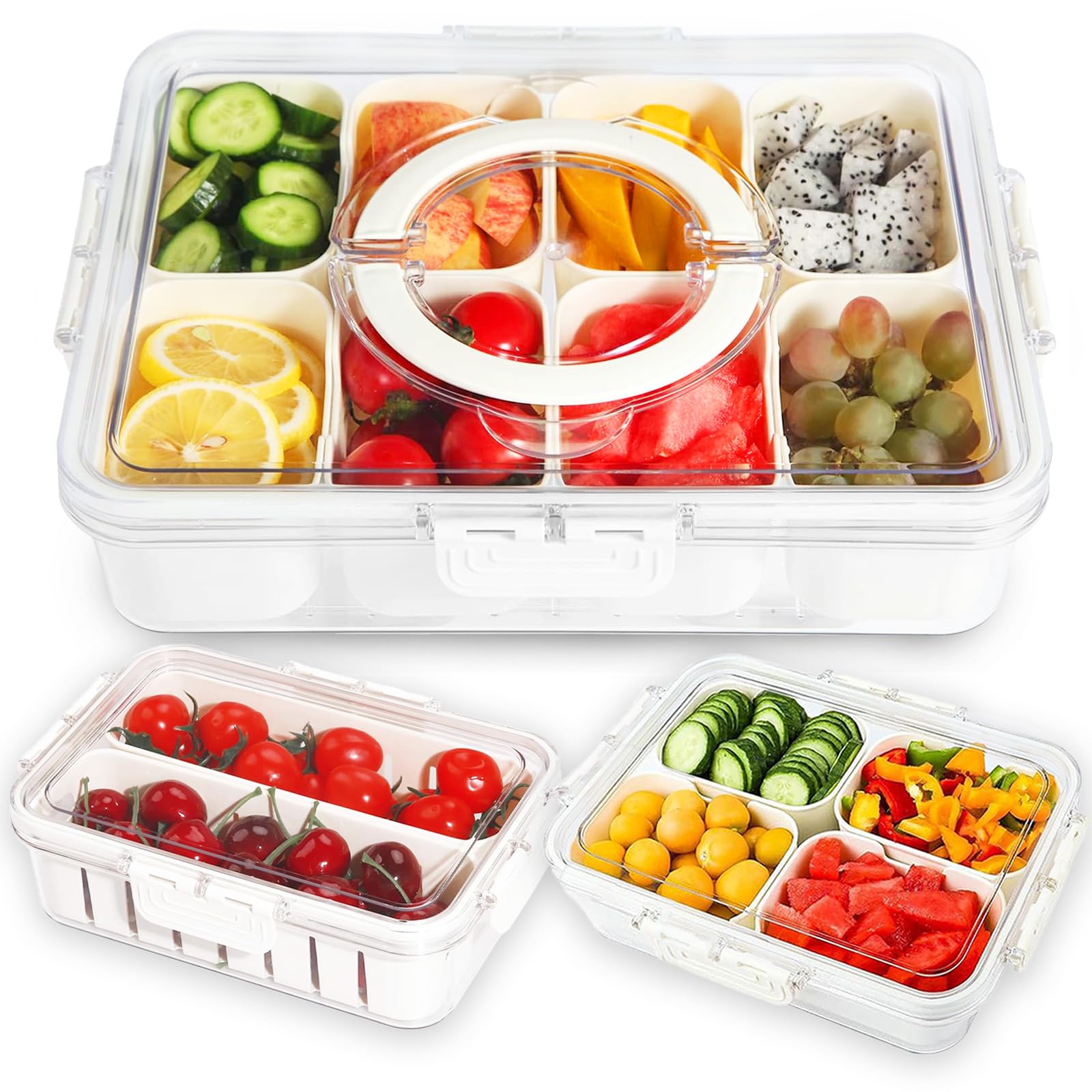 Amazon.com | FANS-ONE Snackle Box Container, 3 Pack Portable Divided ...