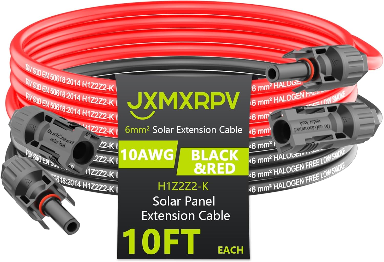 Amazon.com: 10Ft 10AWG Solar Cable Extension with Tool-Free Solar ...