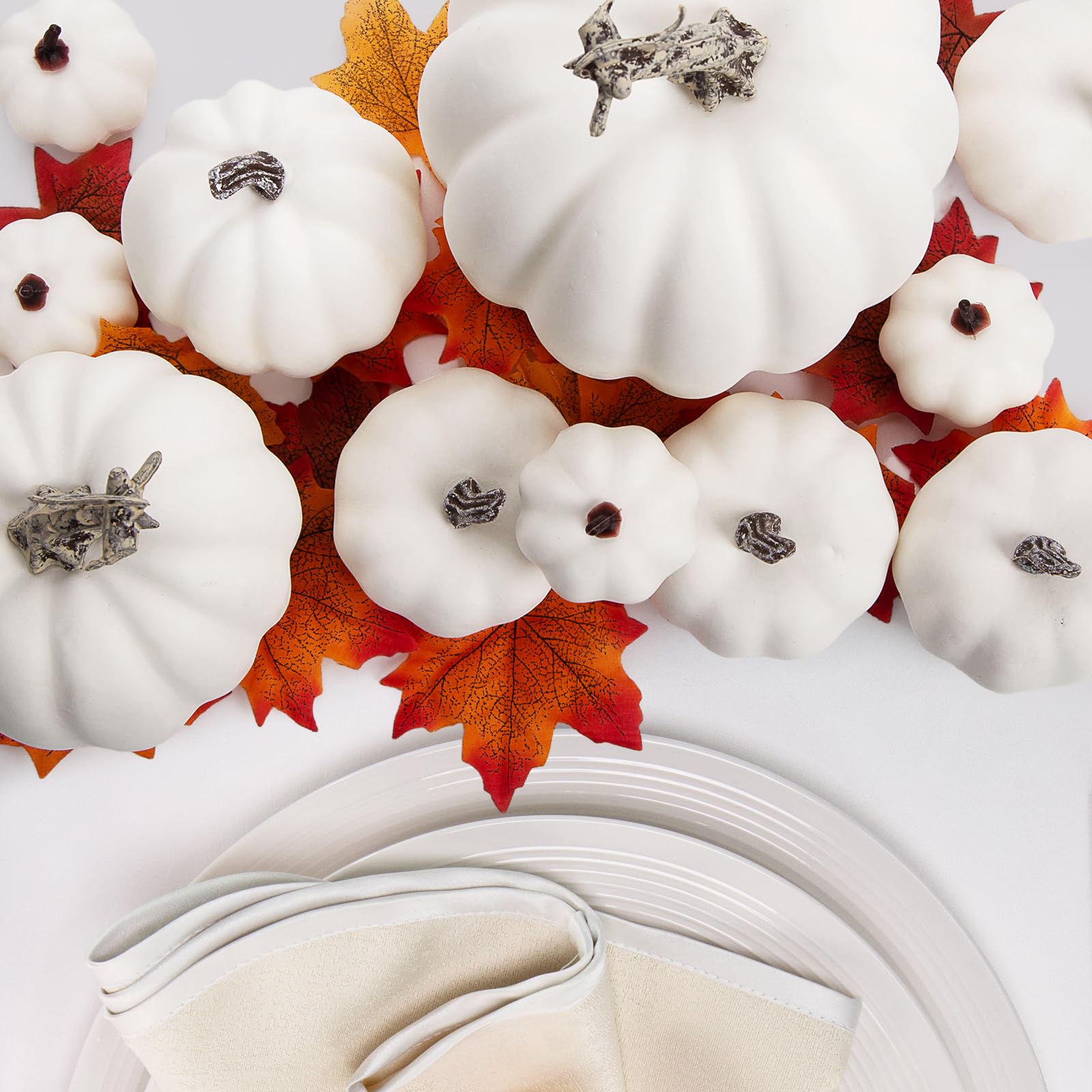 Snapklik.com : 16PCS Artificial White Pumpkins, Assorted Sizes Fake ...