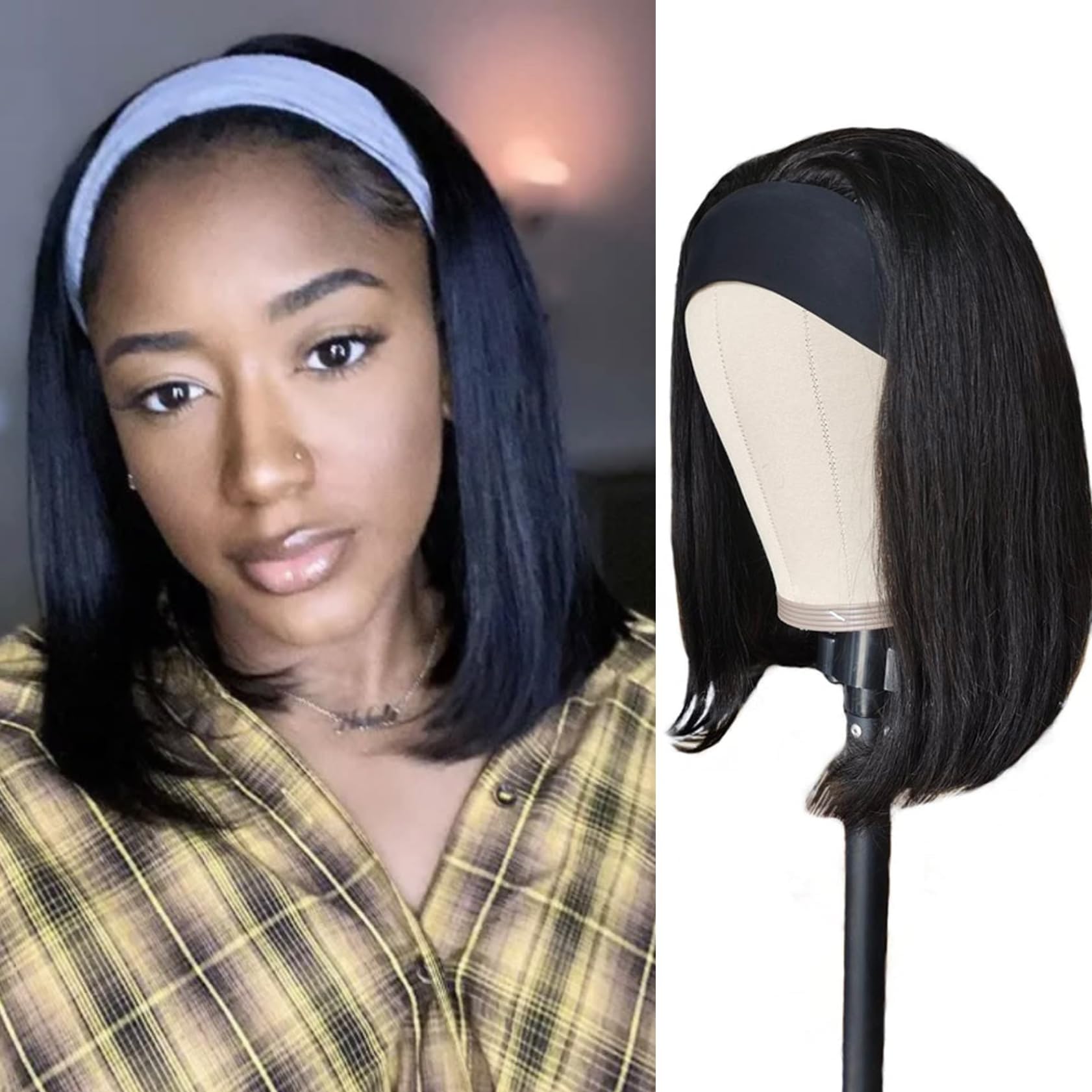 Amazon.com : Emistar Yaki Straight Headband Wig, Softer Synthetic Hair ...