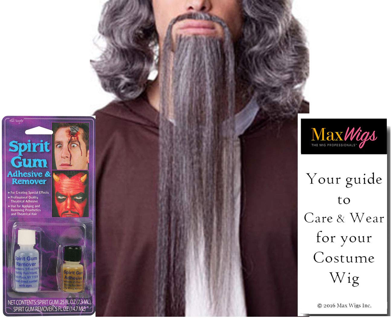 Amazon.com: Wizard Beard Goatee Mustache Set Color White - Sepia ...
