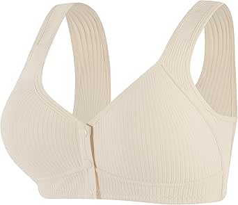 Women Front Closure Bras Wireless Snap Closing Bra No Underwire Older ...