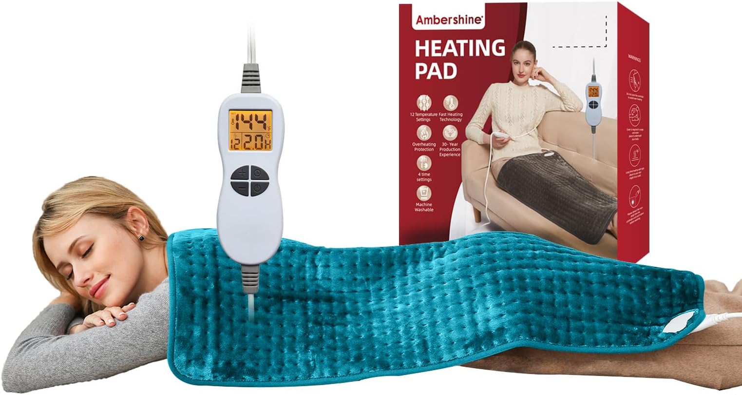Amazon.com: Ambershine 17''x33'' XXXL King Size Heating Pad with 12 ...