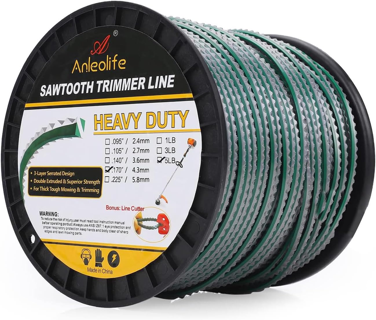 Amazon.com : A ANLEOLIFE 5-Pound Heavy Duty Sawtooth .170-inch-by-440 ...