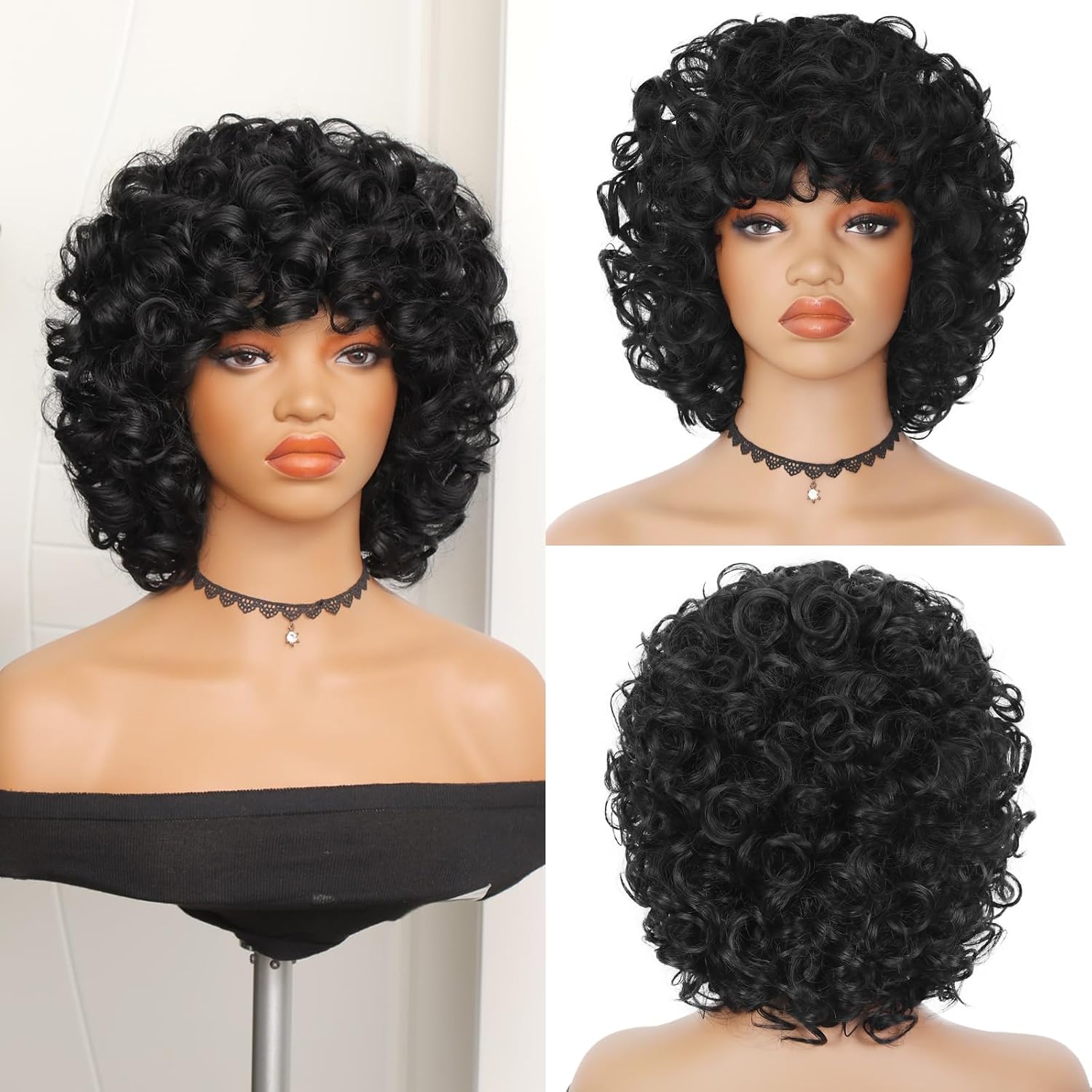 Amazon.com : Lady Miranda Curly Wigs for Black Women Soft Bouncy Curly ...