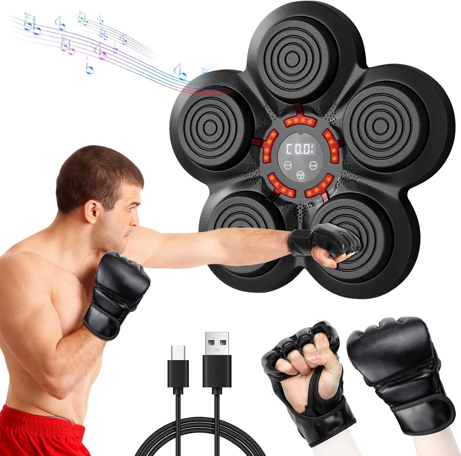 Smart Music Boxing Machine With Adult Gloves, Wall Mounted Bluetooth ...