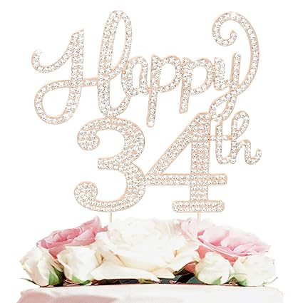 Amazon.com: Happy 34th Birthday Decorations,34th Birthday Gold ...