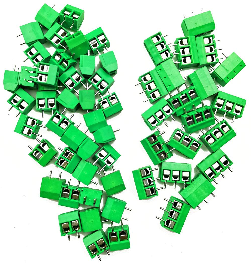 Snapklik.com : Hyamass 60pcs Terminal Blocks, 5mm Pitch 2 Pin And 3 Pin ...