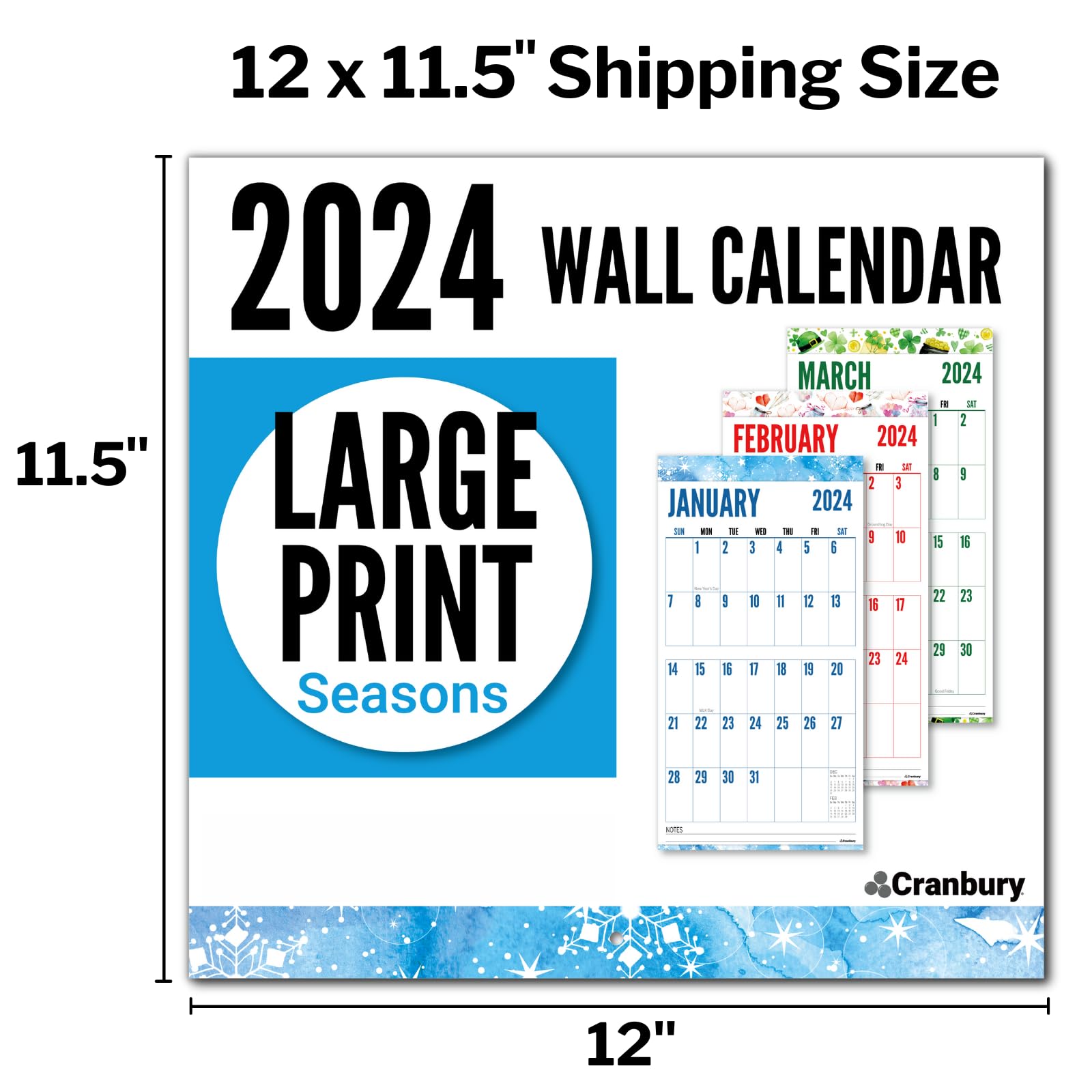 Snapklik.com : CRANBURY Large Print Calendar 2024 - (Seasons), 12x23 ...