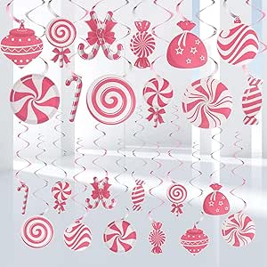 Amazon.com: Pink Peppermint Candy Hanging Decorations Candies Ceiling ...