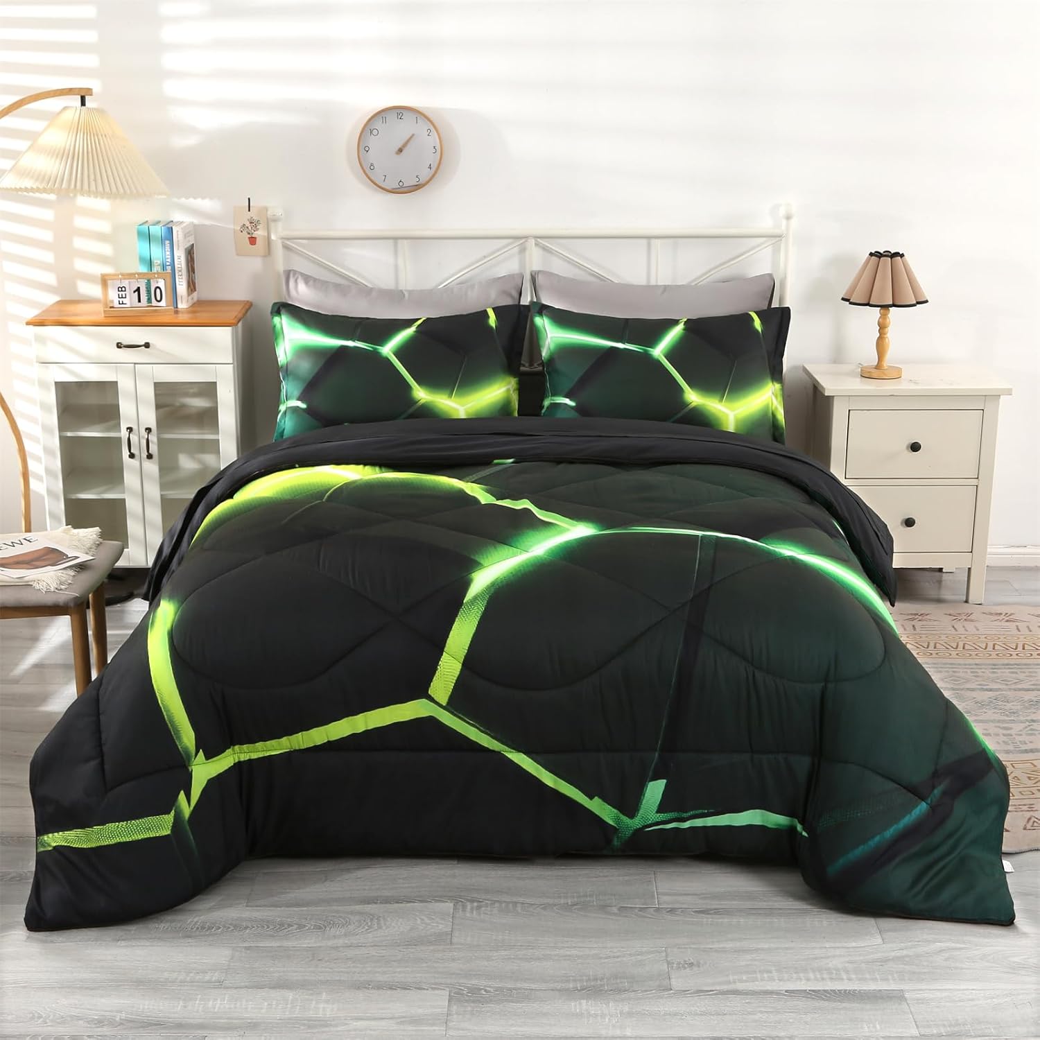 Amazon.com: Wowelife Geometry Queen Comforter Sets, Hexagon Bedding Set ...